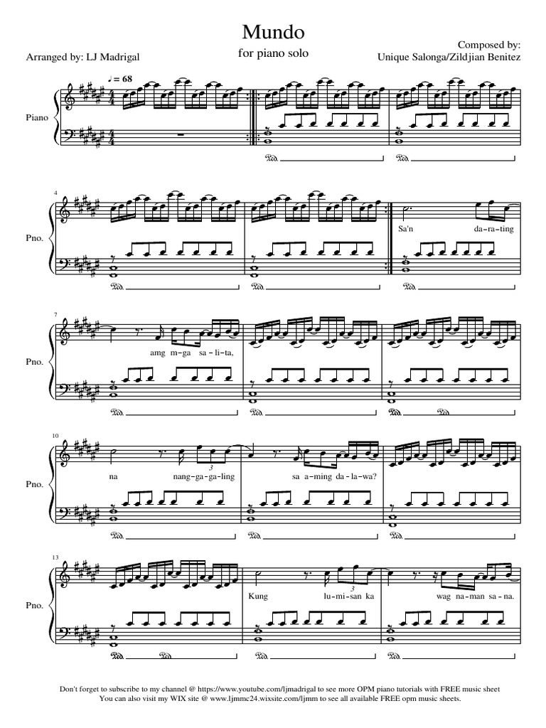 IV of Spades - Mundo (Piano Music Sheet) | PDF