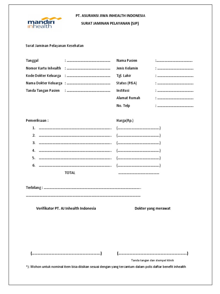 Form Gigi Mandiri Inhealth | PDF