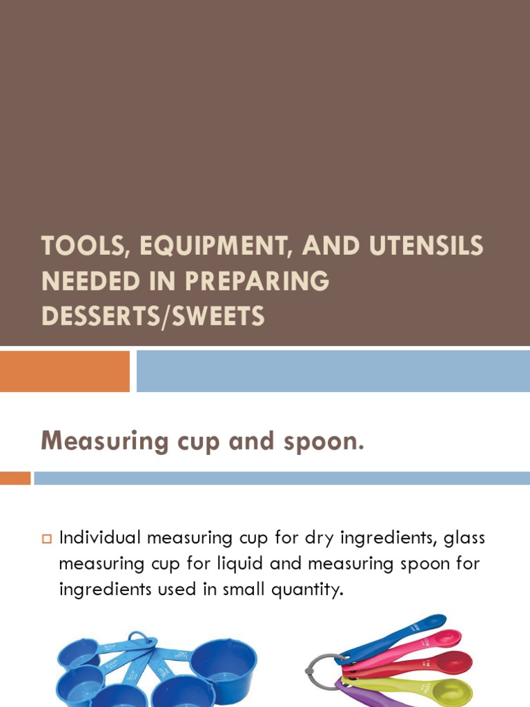 Essential Tools for Dessert Preparation | PDF | Knife | Cookware And ...