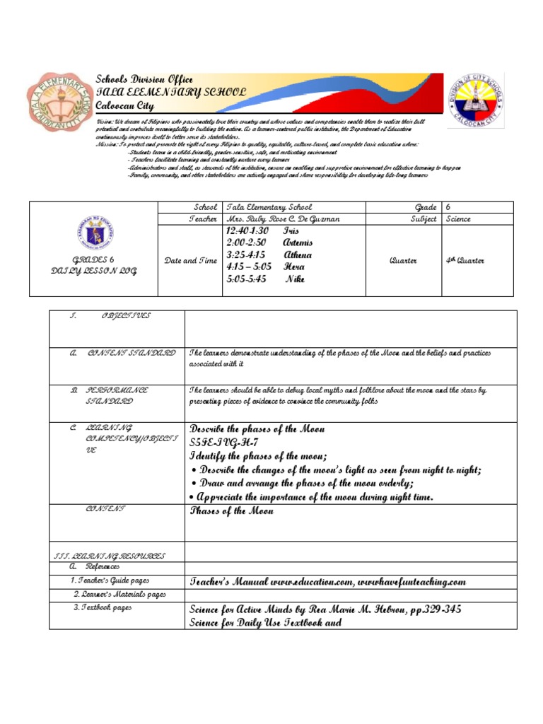 Lesson Plan Phases of The Moon For Observation | PDF | Moon | Astronomy