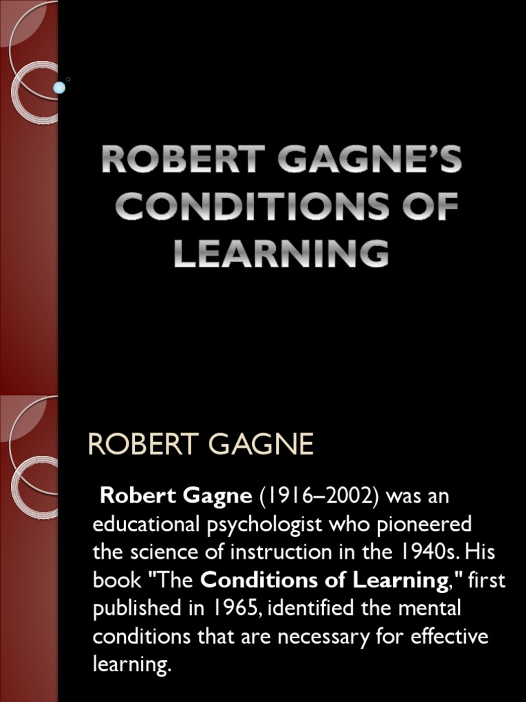 Robert Gagne's Conditions of Learning | PDF | Attitude (Psychology ...