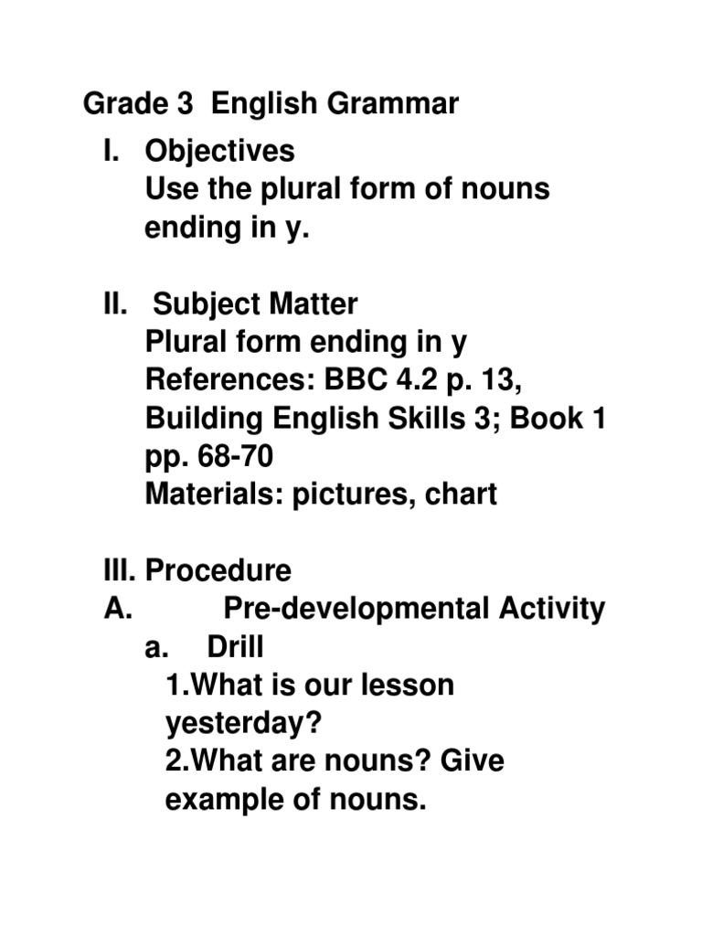 Grade 3 Plural Nouns Lesson | PDF | Plural | English Language