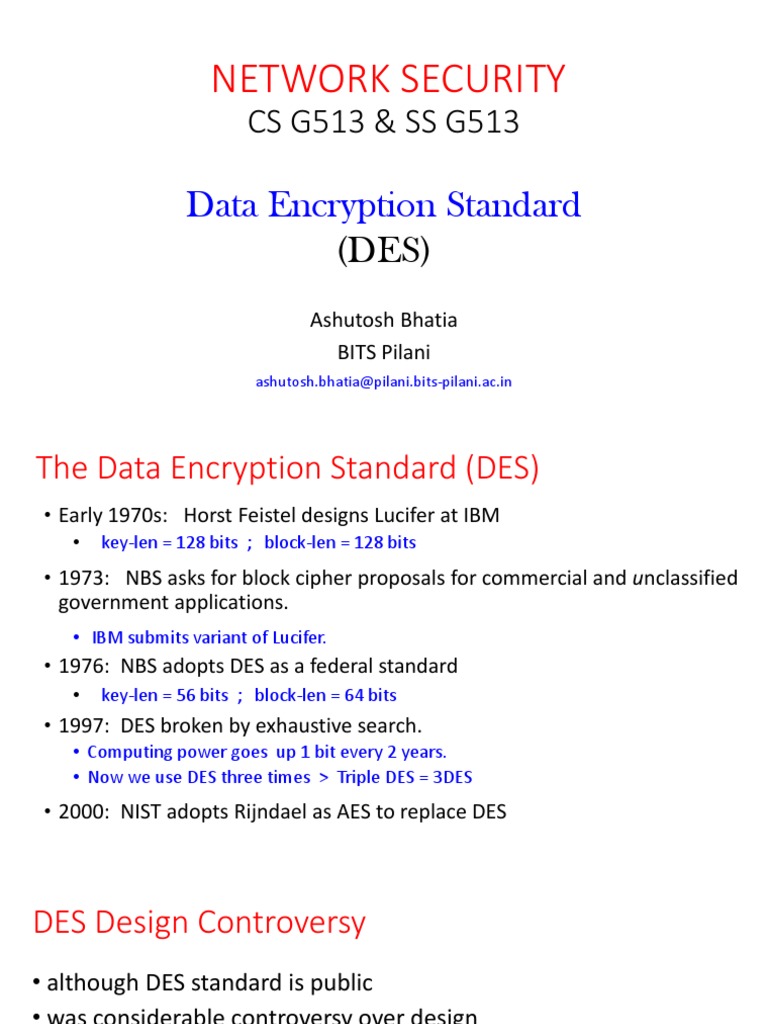 Data Encryption Standard | PDF | Cryptography | Key (Cryptography)
