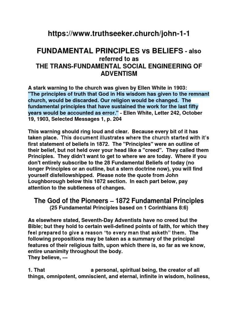 Fundamental Principles | PDF | Trinity | God The Father