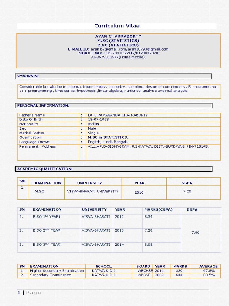 AYAN CHAKRABORTY - CV | PDF | Cognition | Learning