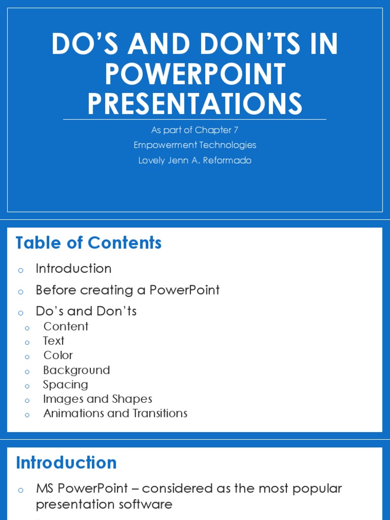 PowerPoint Presentation Do's and Don'ts | PDF | Microsoft Power Point ...