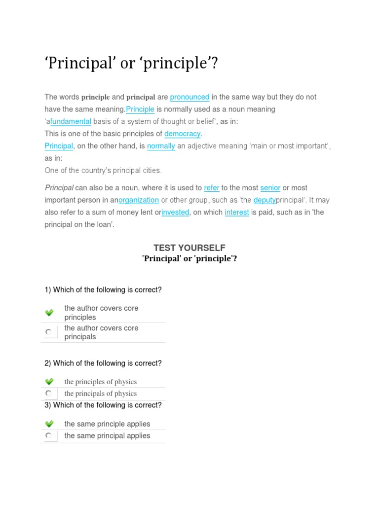 Principle or Principal | PDF | Career & Growth | Science & Mathematics