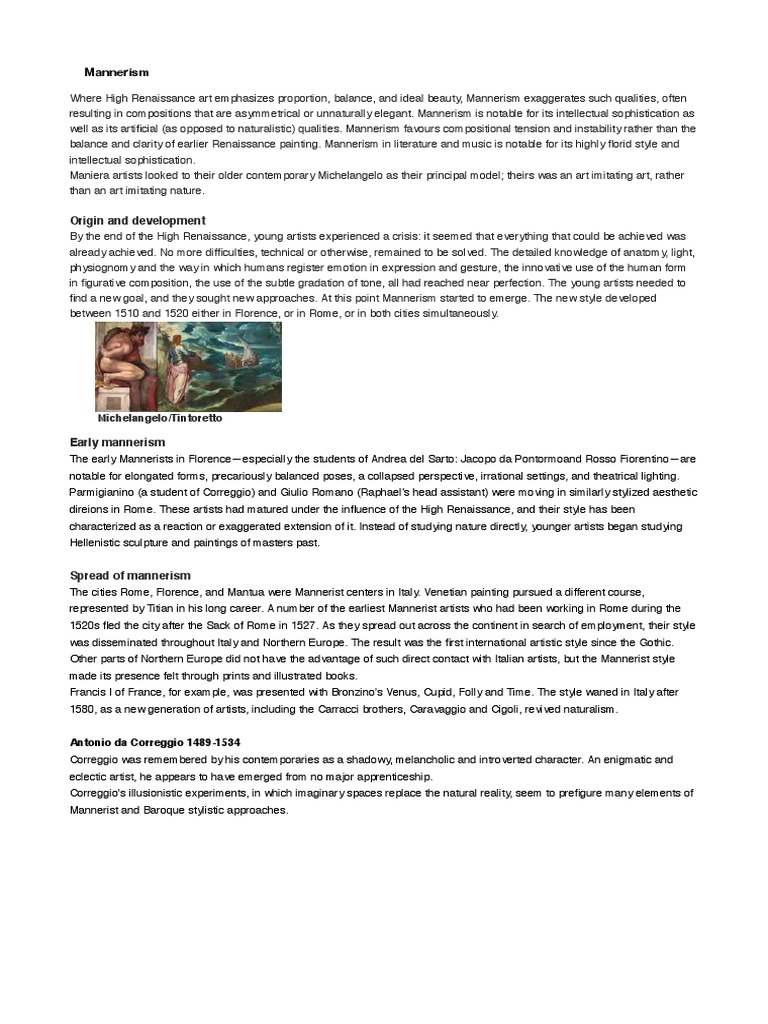 Origin and Development of Mannerism | Renaissance Art | Western Art