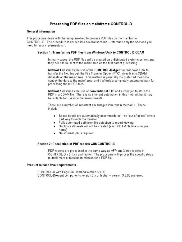 PDF Reports On Mainframe CONTROL-D | PDF | File Transfer Protocol ...
