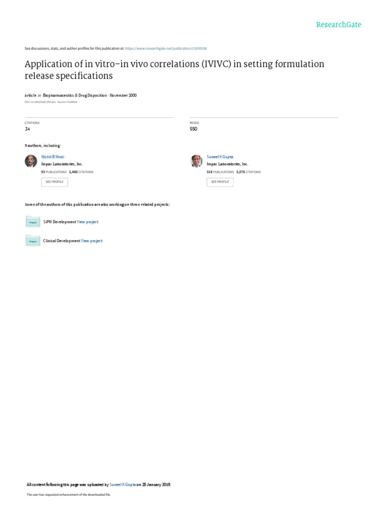 Application of in Vitro-In Vivo Correlations (IVIVC) in Setting ...