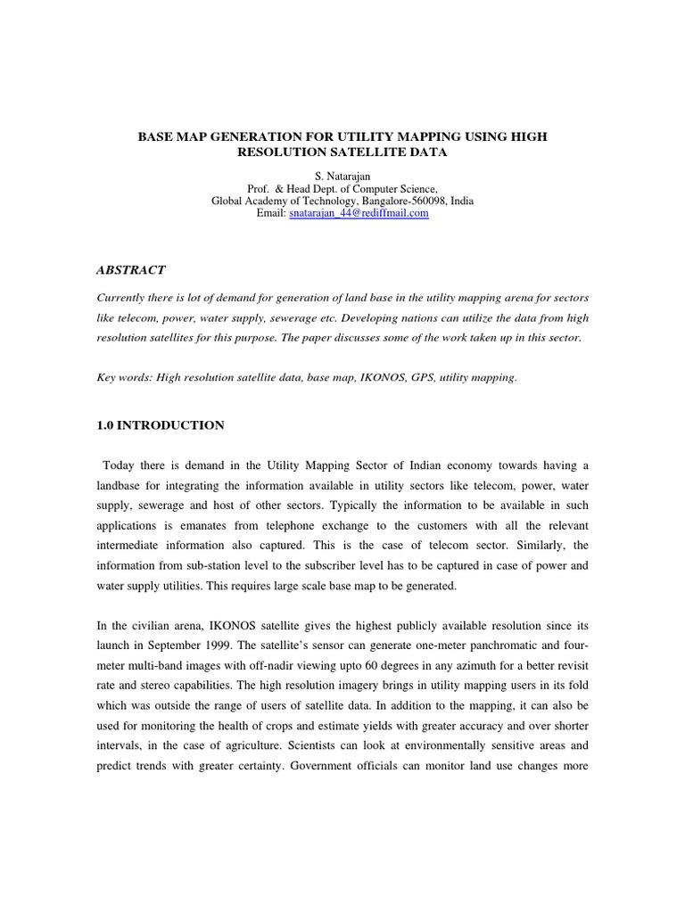 Base Map Generation For Utility Mapping Using High Resolution Satellite ...