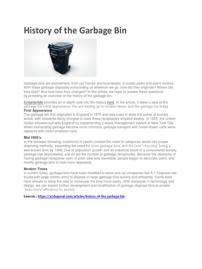 History of The Garbage Bin | PDF