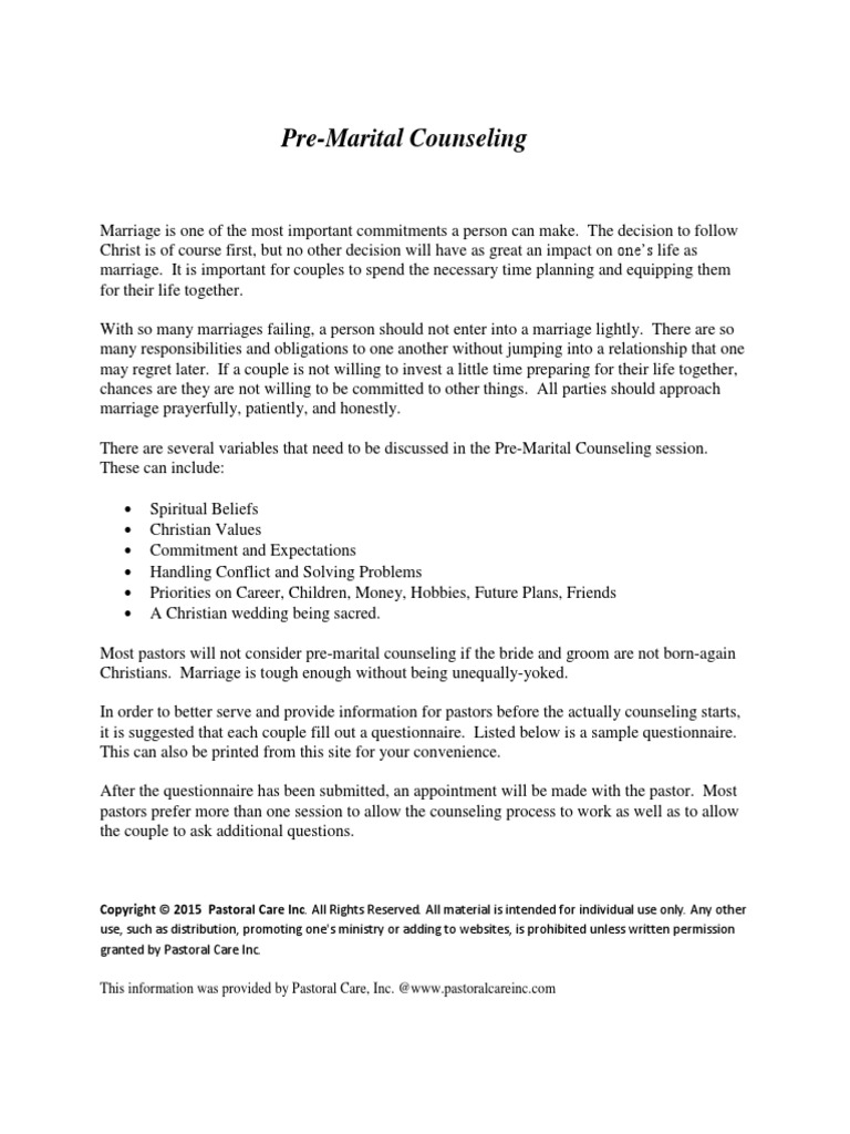 Premarital Counseling | PDF