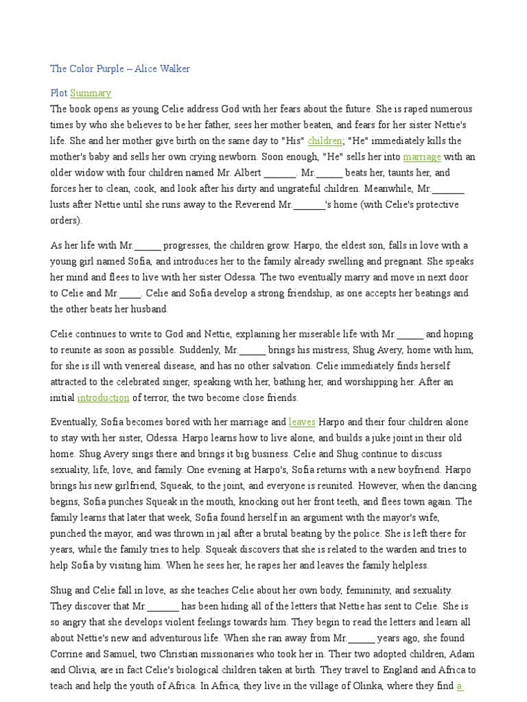 The Color Purple | PDF | Interpersonal Relationships | Social Institutions