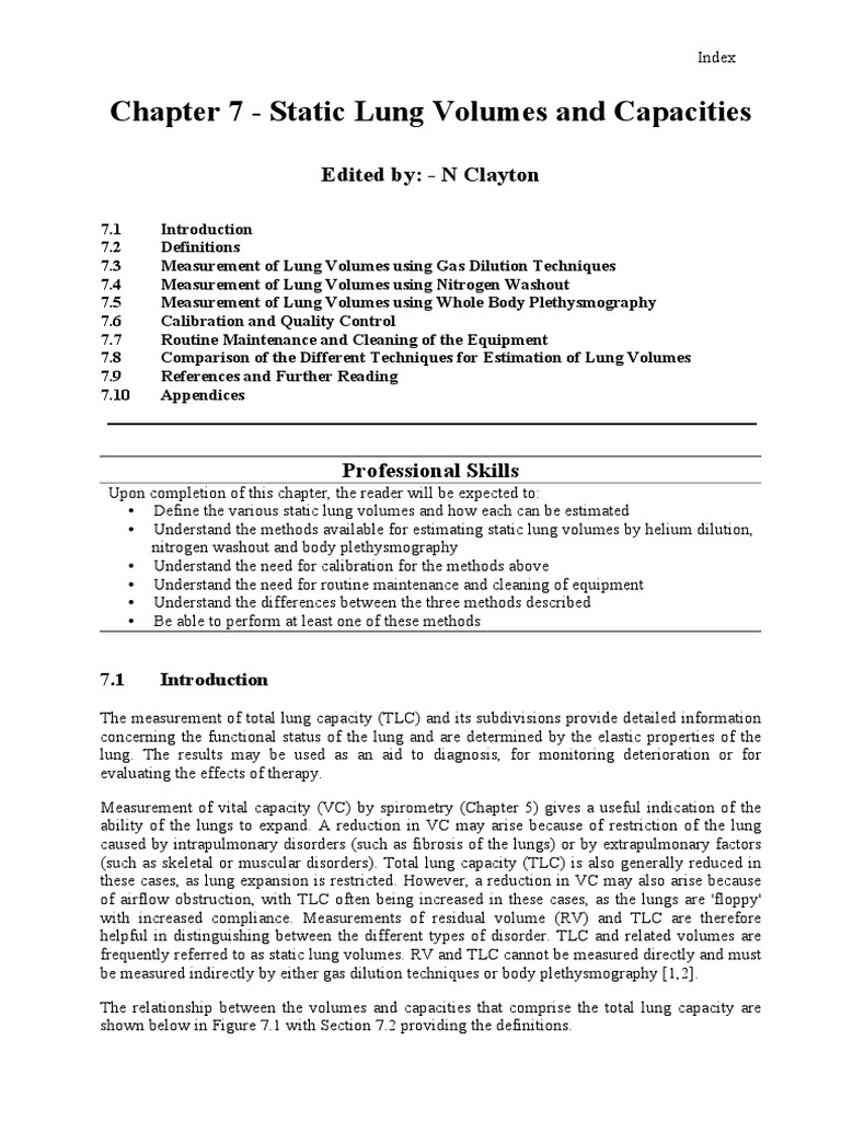 Measuring Static Lung Volumes Techniques | PDF | Respiration ...