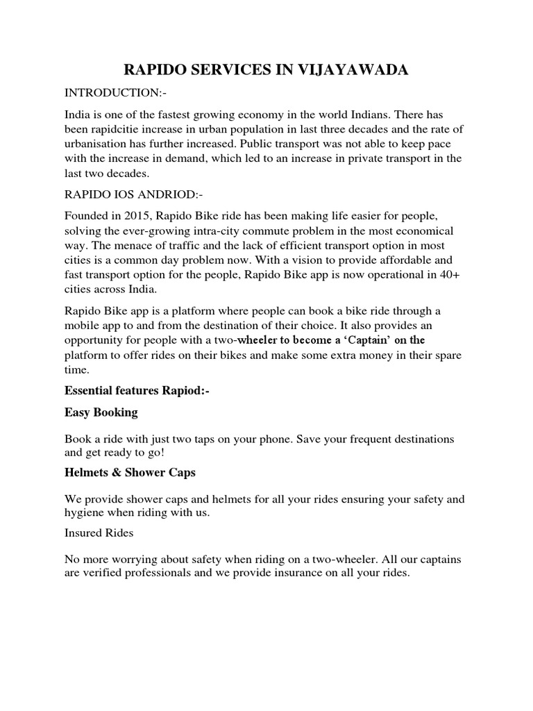 Rapido Services in Vijayawada: Essential Features Rapiod:-Easy Booking ...