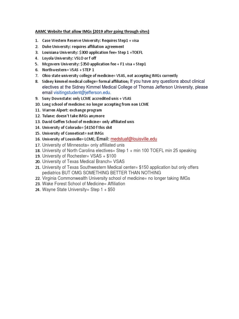 Aamc Website That Allow Imgs (2019 After Going Through Sites) | PDF