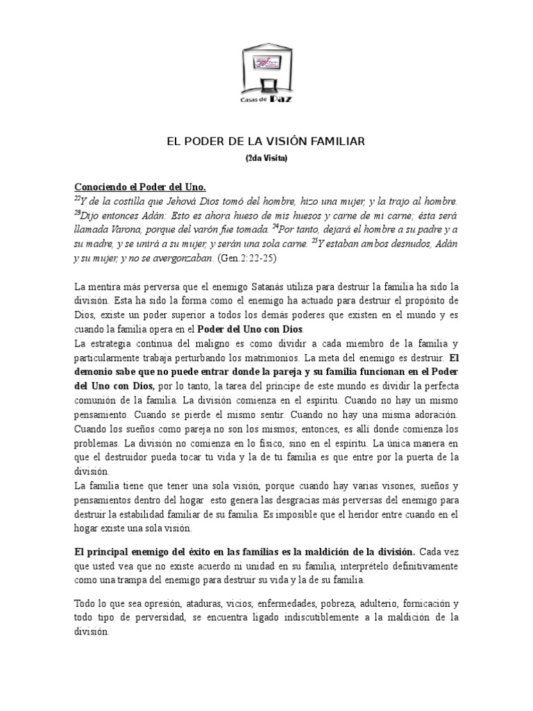 El Poder de La Vision Familiar | PDF | Cristo (título) | Jesús