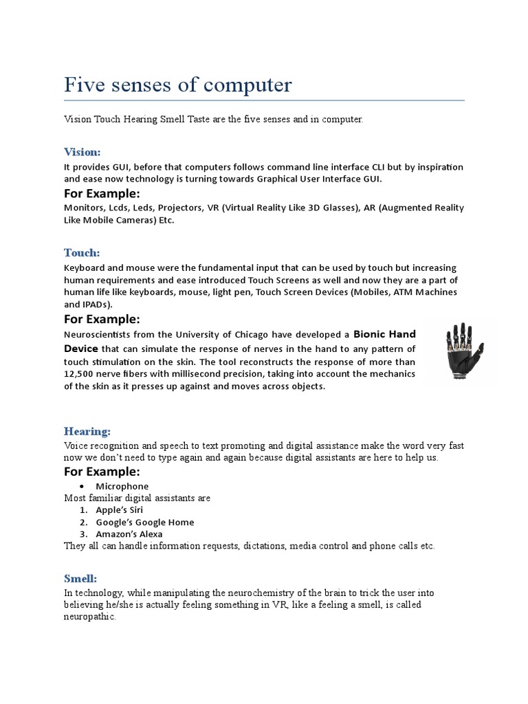 Five Senses of Computer | PDF | Graphical User Interfaces | Augmented ...