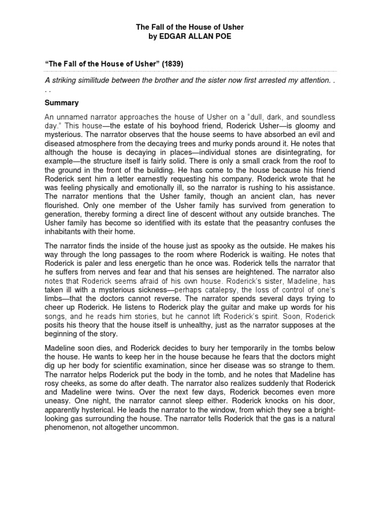 The Fall of The House of Usher (Poe) | PDF