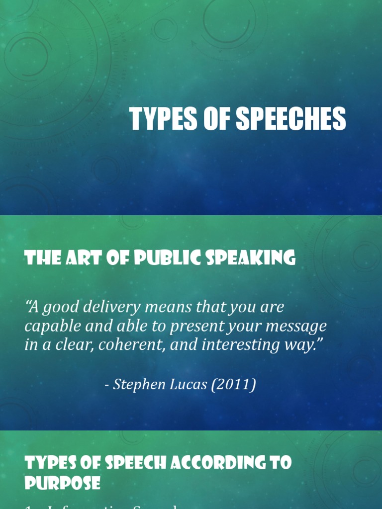 Types of Speech | PDF | Public Speaking | Actor