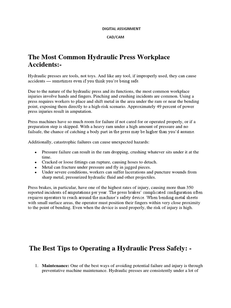 Safety Procedures and Best Practices for Operating Hydraulic Presses ...