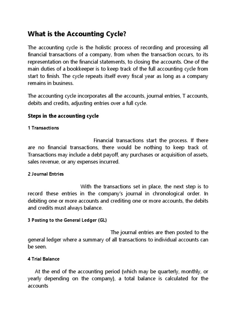 What Is The Accounting Cycle | PDF