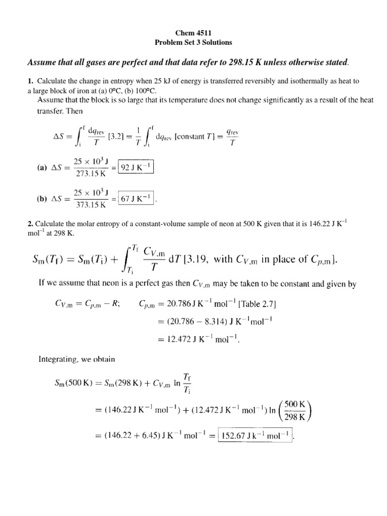 Chemistry Problem Set Solutions Pdf Teaching Methods Materials