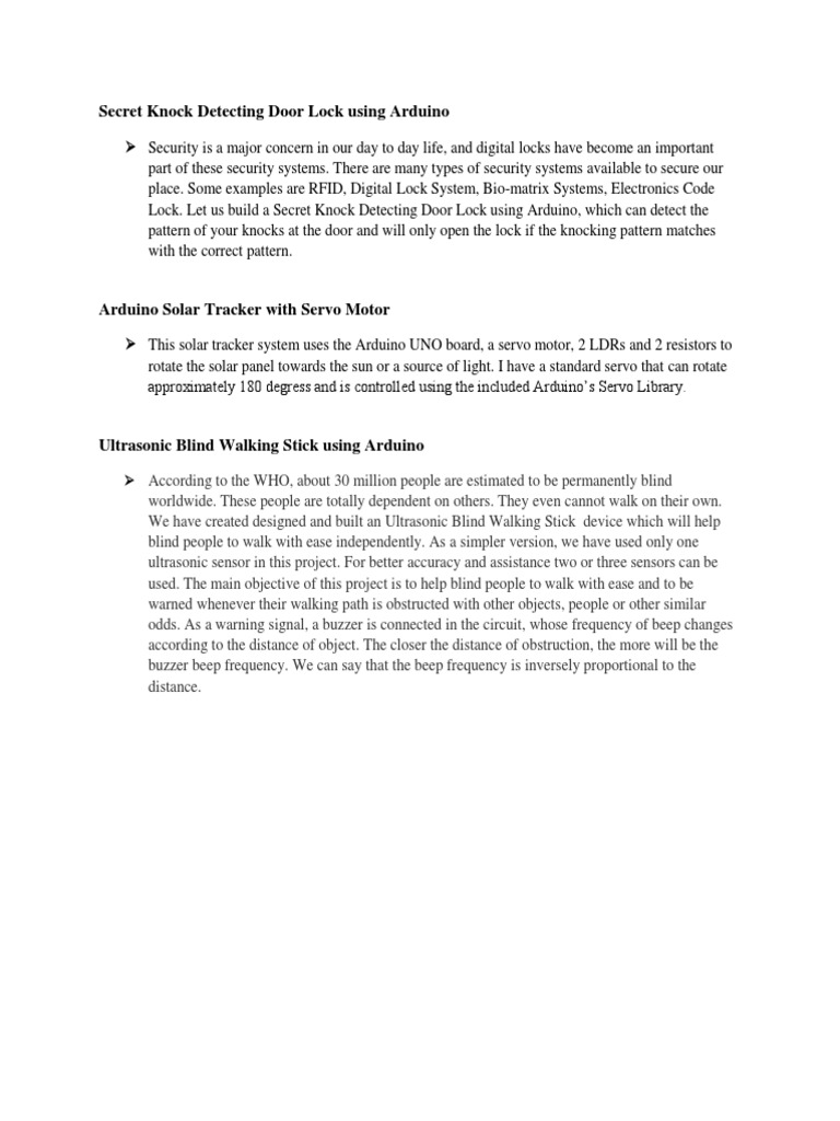 Secret Knock Detecting Door Lock Using Arduino | PDF | Technology ...