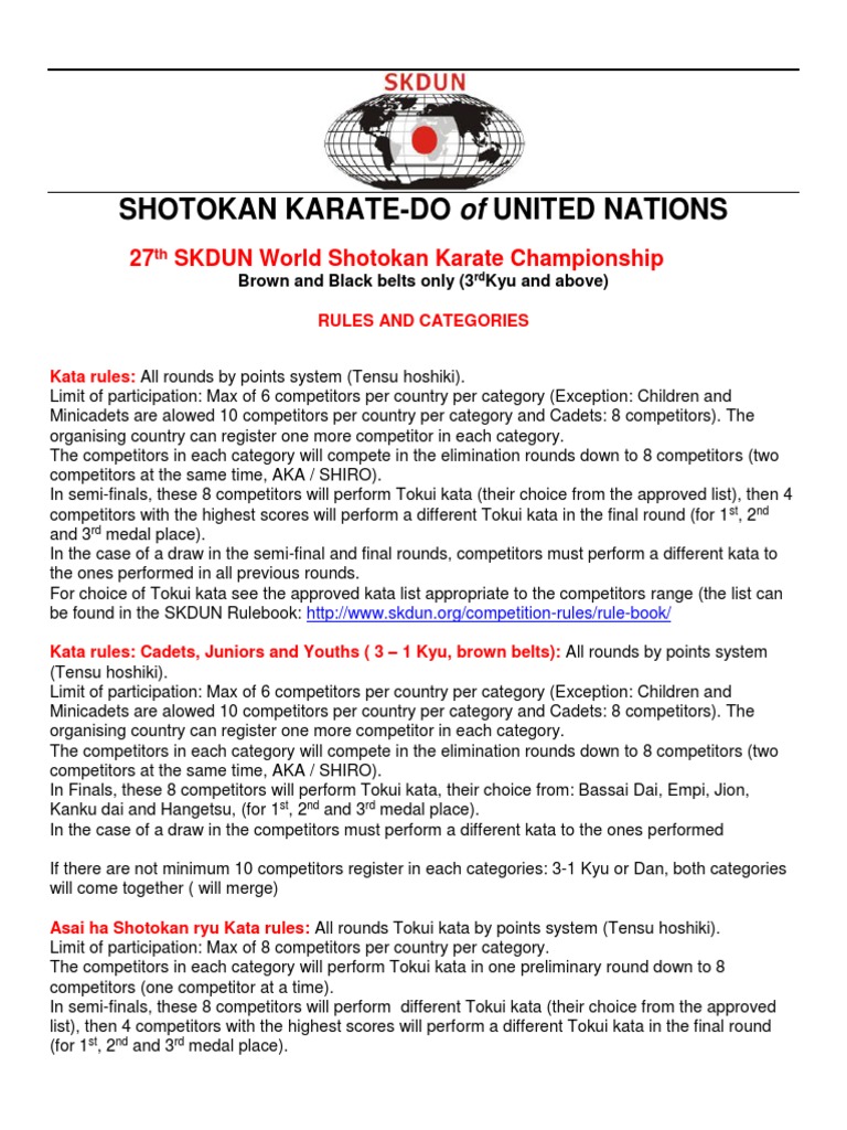 SKDUN Karate Championship Rules 2025 | PDF | Shotokan | Japanese ...