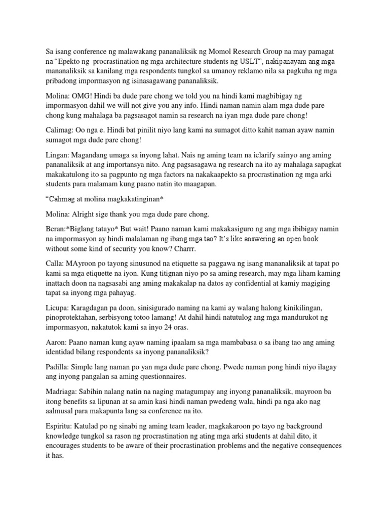 Dula dulaan script filipino