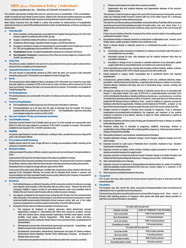 Medi Classic Individual Brochure | PDF | Tax Refund | Insurance