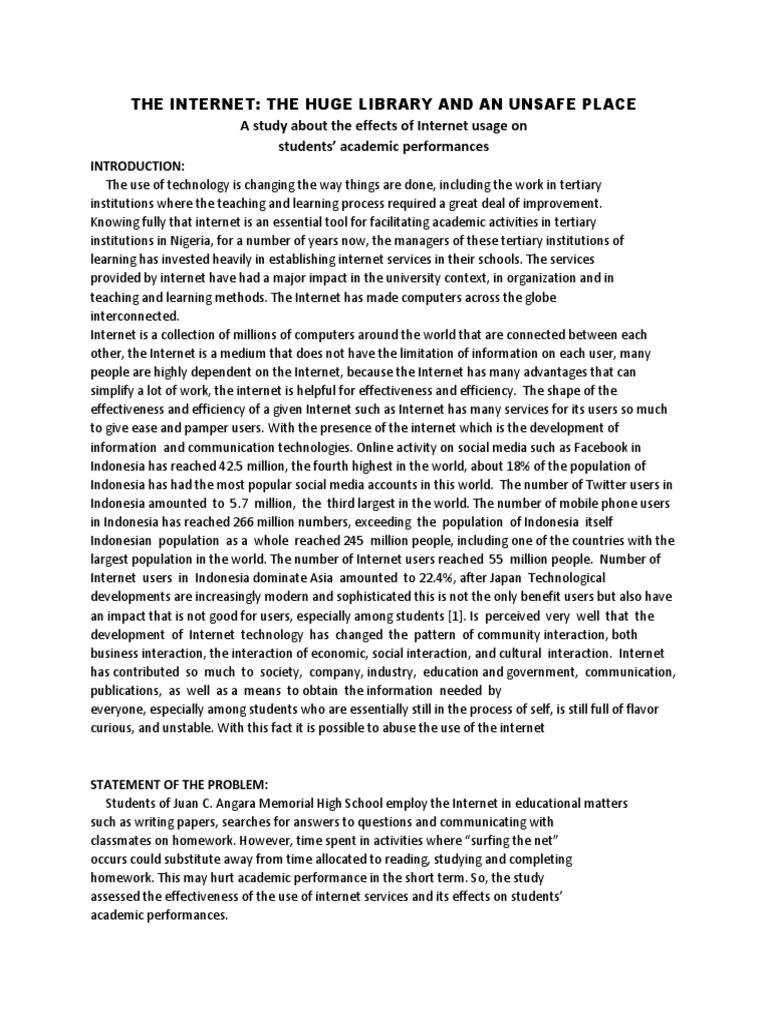 The Internet: The Huge Library and An Unsafe Place A Study About The ...