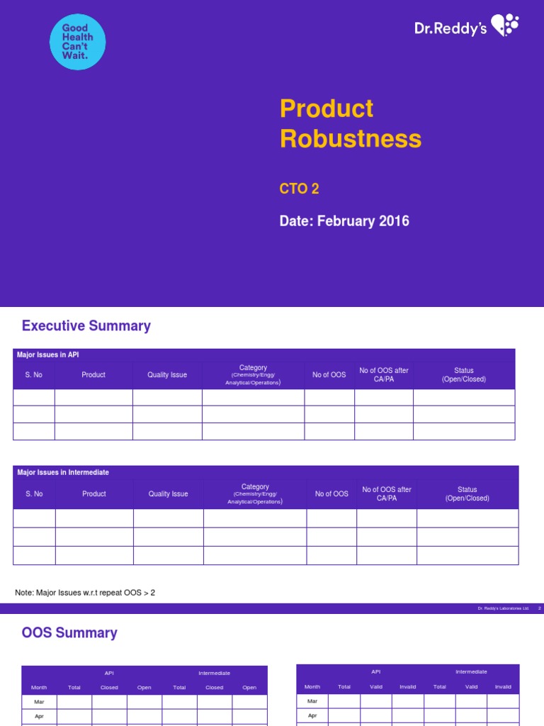 Product Robustness Template | PDF | Physical Sciences | Chemistry