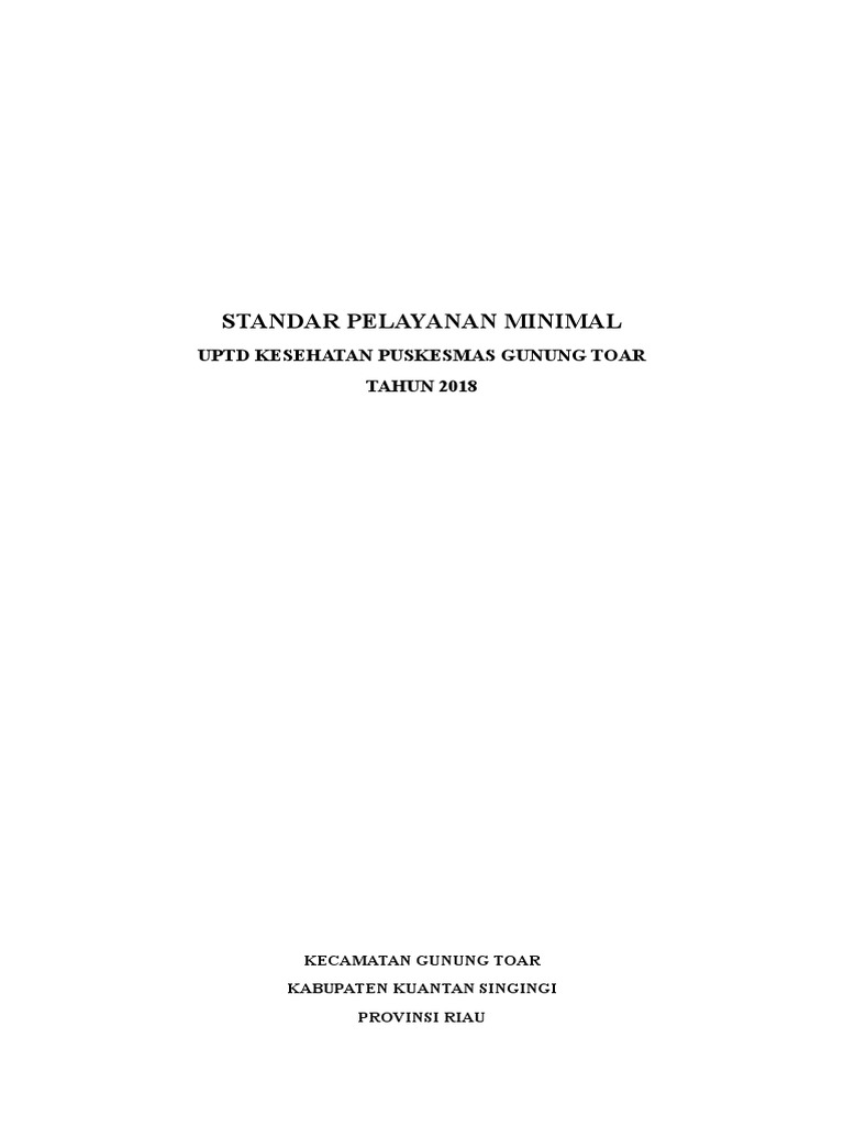 Standar Pelayanan Minimal Puskesmas Kese | PDF