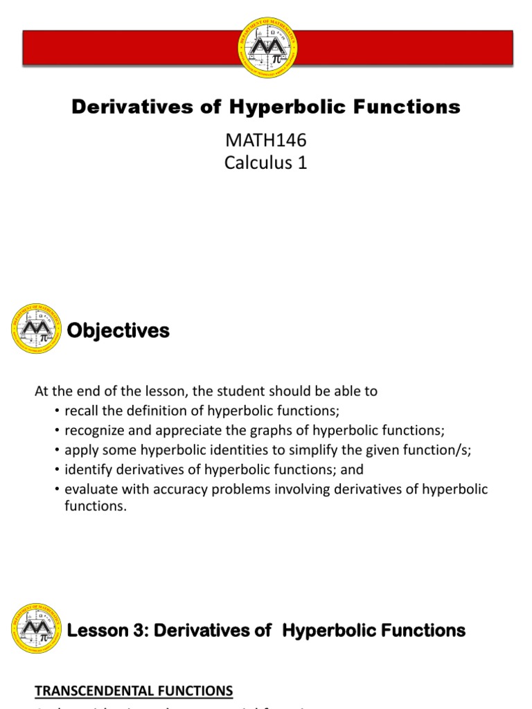 Derivatives of Hyperbolic Functions | PDF | Function (Mathematics ...