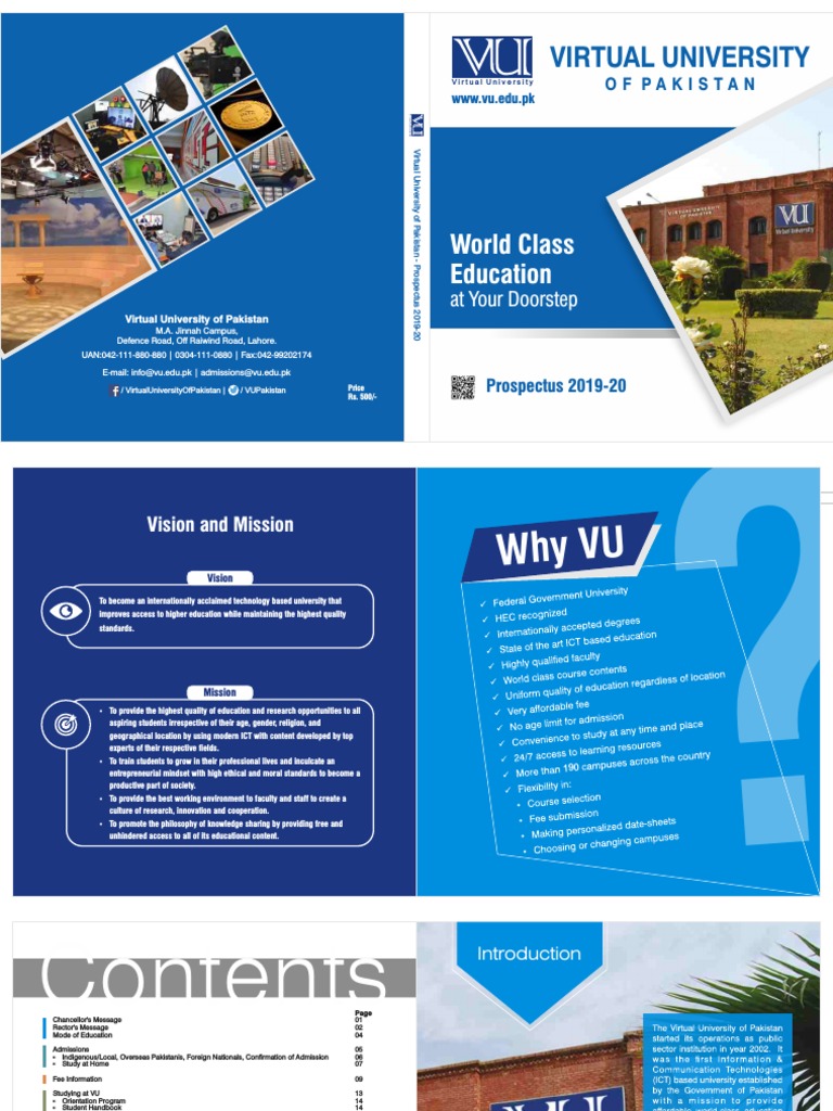 VU Prospectus - 2019-20 - Jul 25 2019 PDF | PDF | Bachelor's Degree | Course Credit