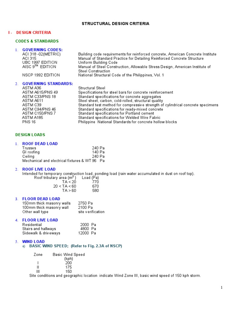 Structural Design Criteria: Codes & Standards | Download Free PDF ...