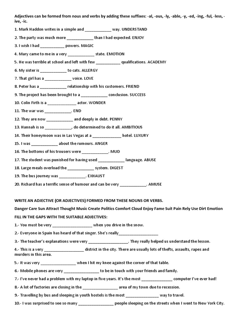 Adjectives Formation | PDF | Adjective