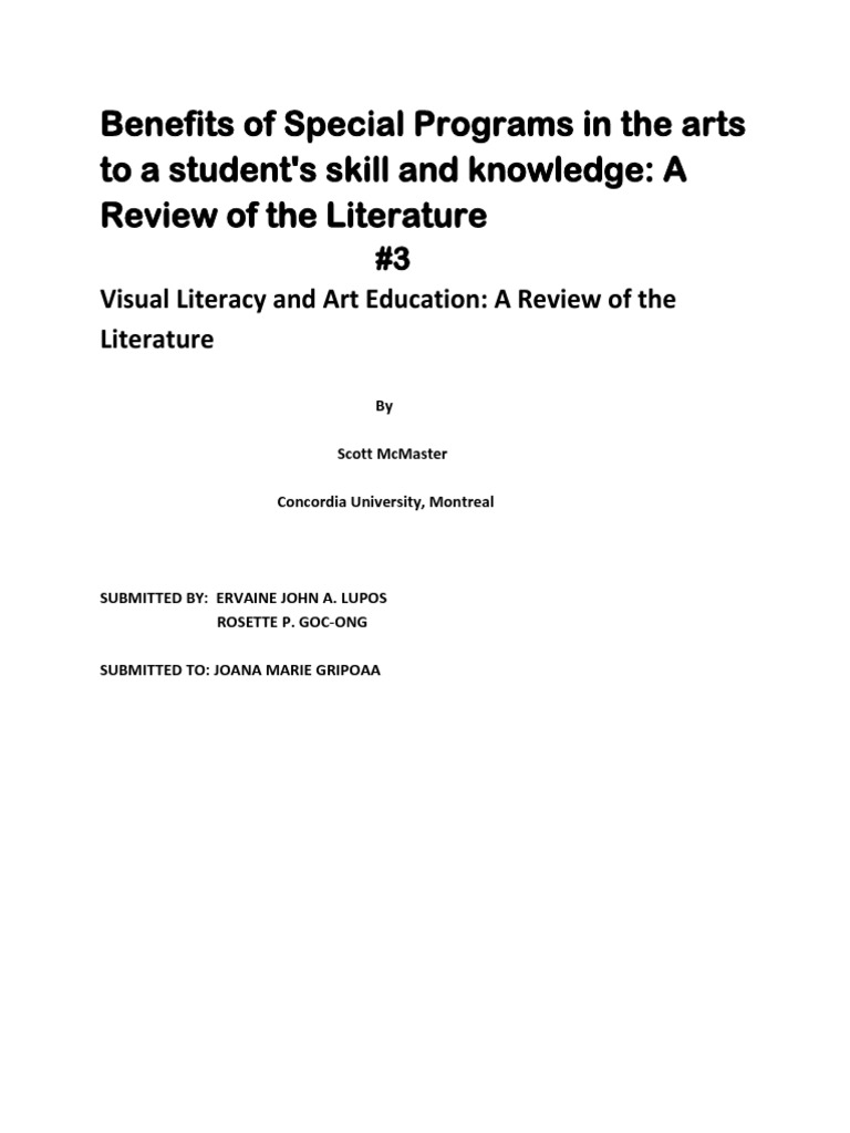 Benefits of Special Programs in The Arts To A Student | PDF | Literacy ...