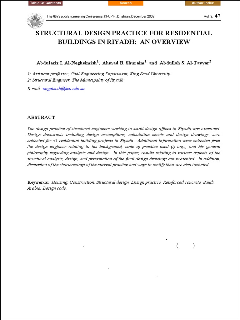 Riyadh Residential Structural Design Overview | PDF | Structural Load ...
