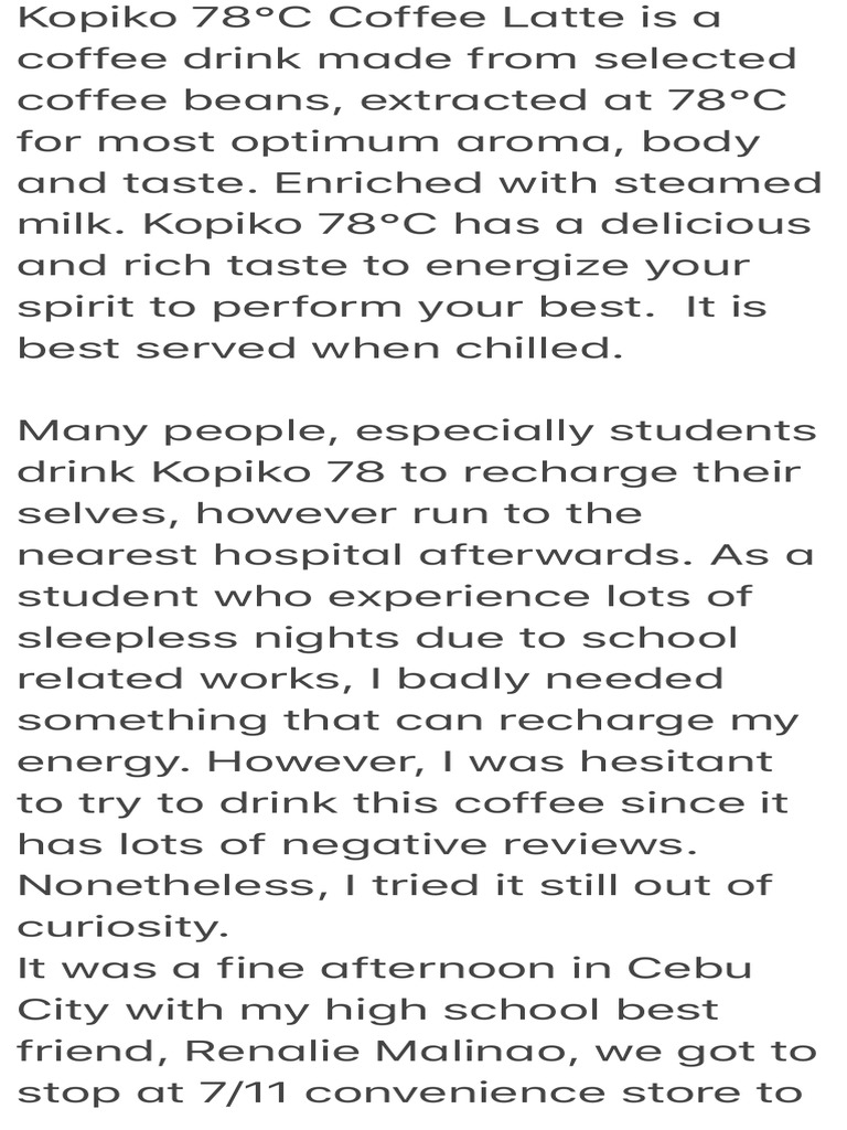 Kopiko 78°C Coffee Latte Is A Coffee Drink Made From Selected Coffee ...
