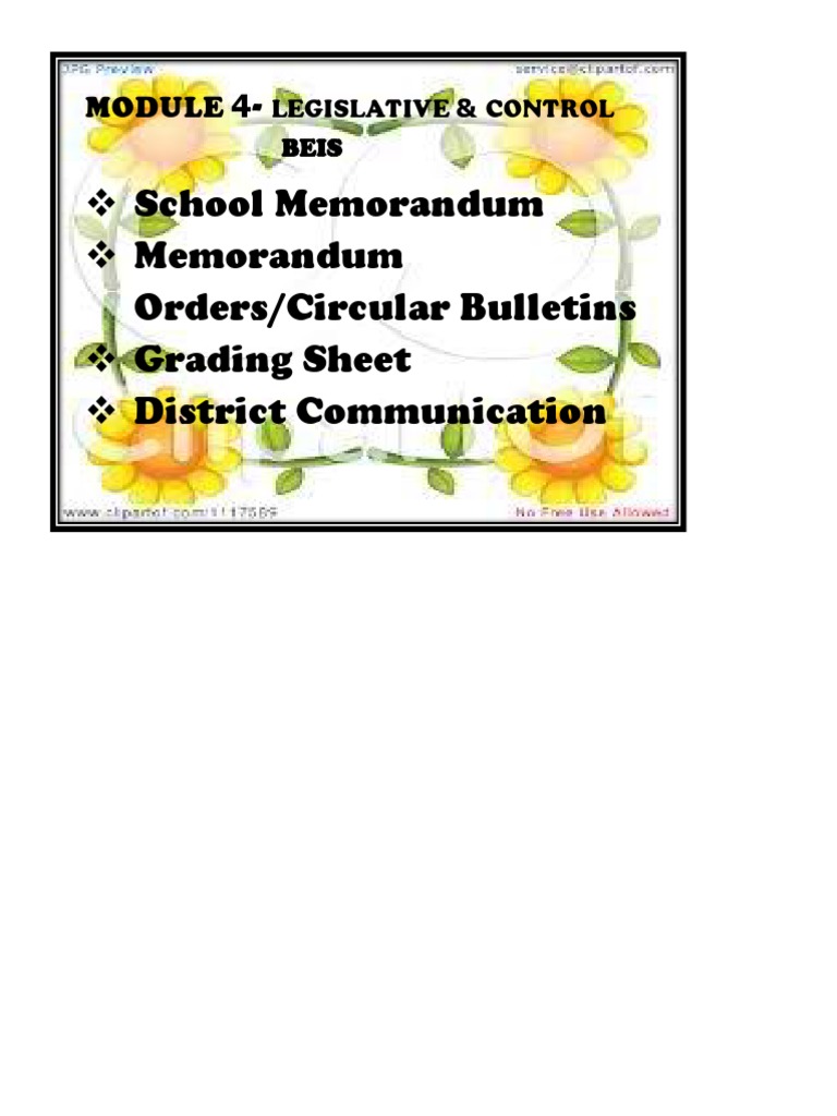 School Memorandum Memorandum Orders/Circular Bulletins Grading Sheet ...