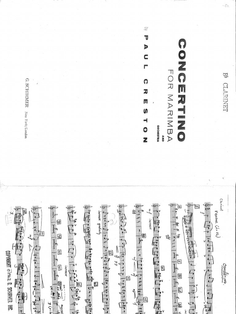 Creston Concerto For Marimba Clarinet Part | PDF