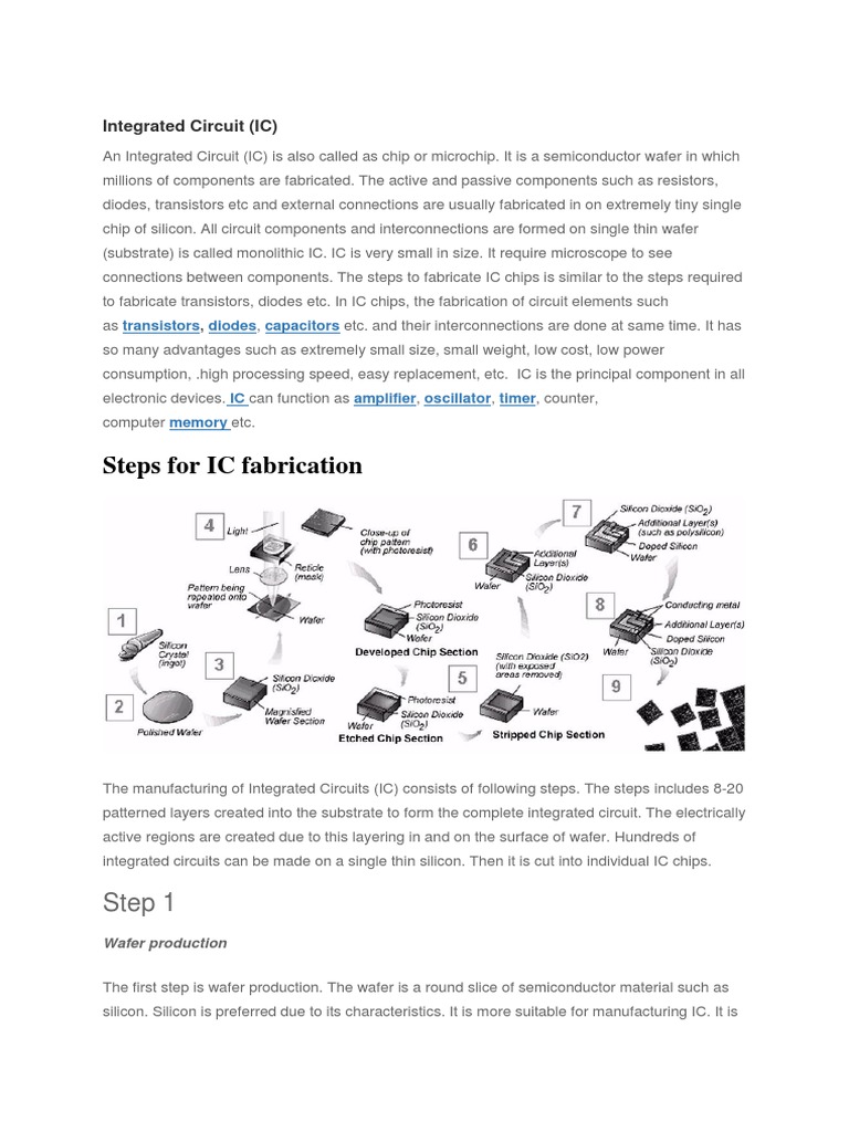 Steps For IC Fabrication | PDF | Integrated Circuit | Semiconductor ...