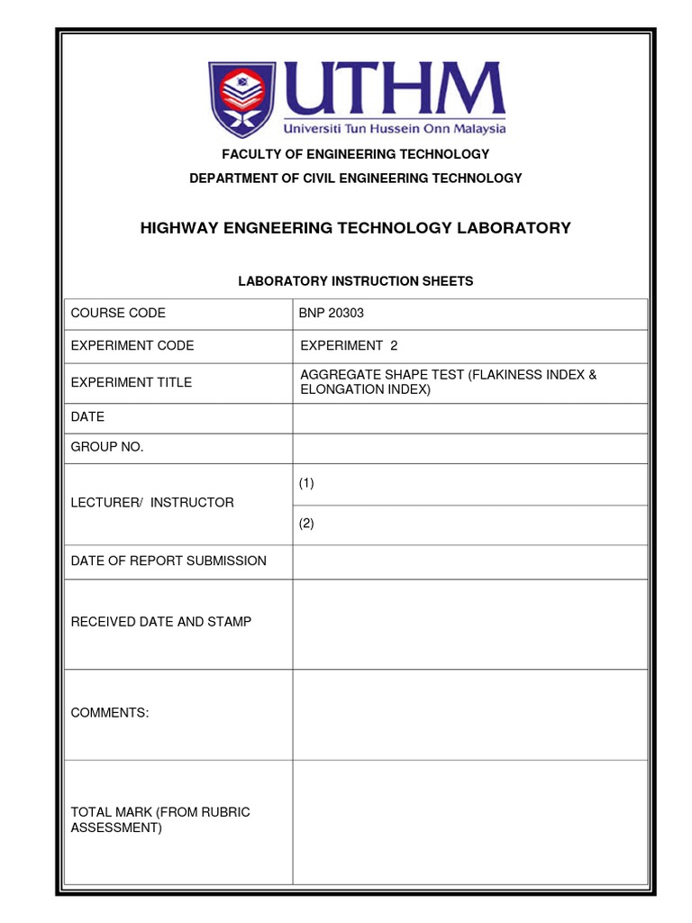 Exp.2 HIGHWAY LAB Flakiness & Elongation Index | PDF | Experiment ...