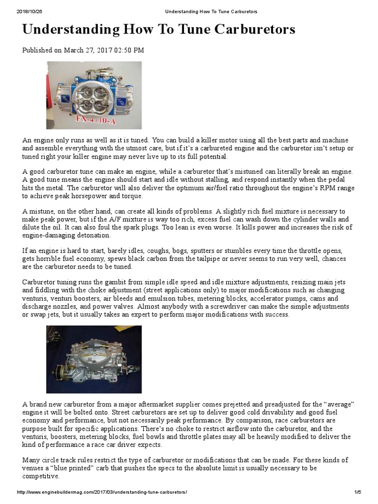 Understanding How To Tune Carburetors PDF | PDF | Carburetor | Throttle
