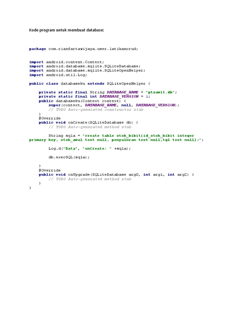 Kode Program Untuk Membuat Database:: Package | PDF | Software ...