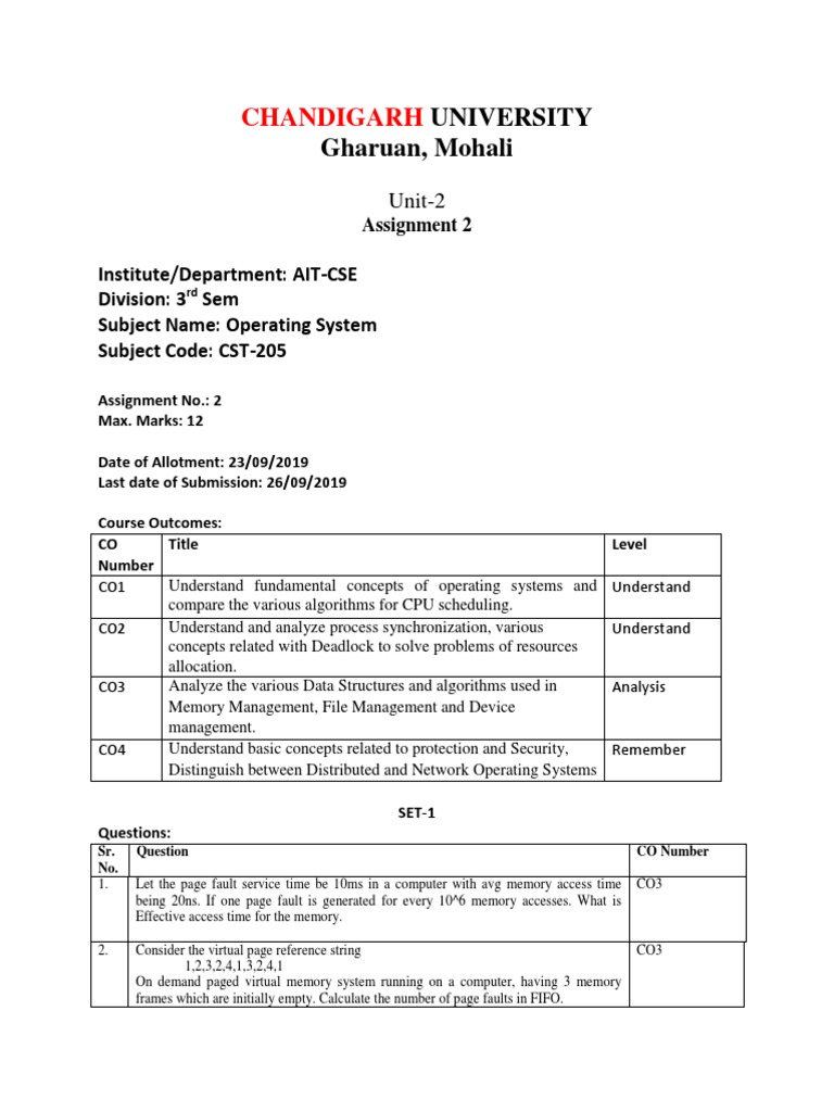 Os Assignment 2 Pdf Operating System Computer Data Storage