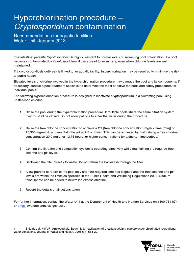 Cryptosporidium Contamination: Hyperchlorination Procedure | PDF